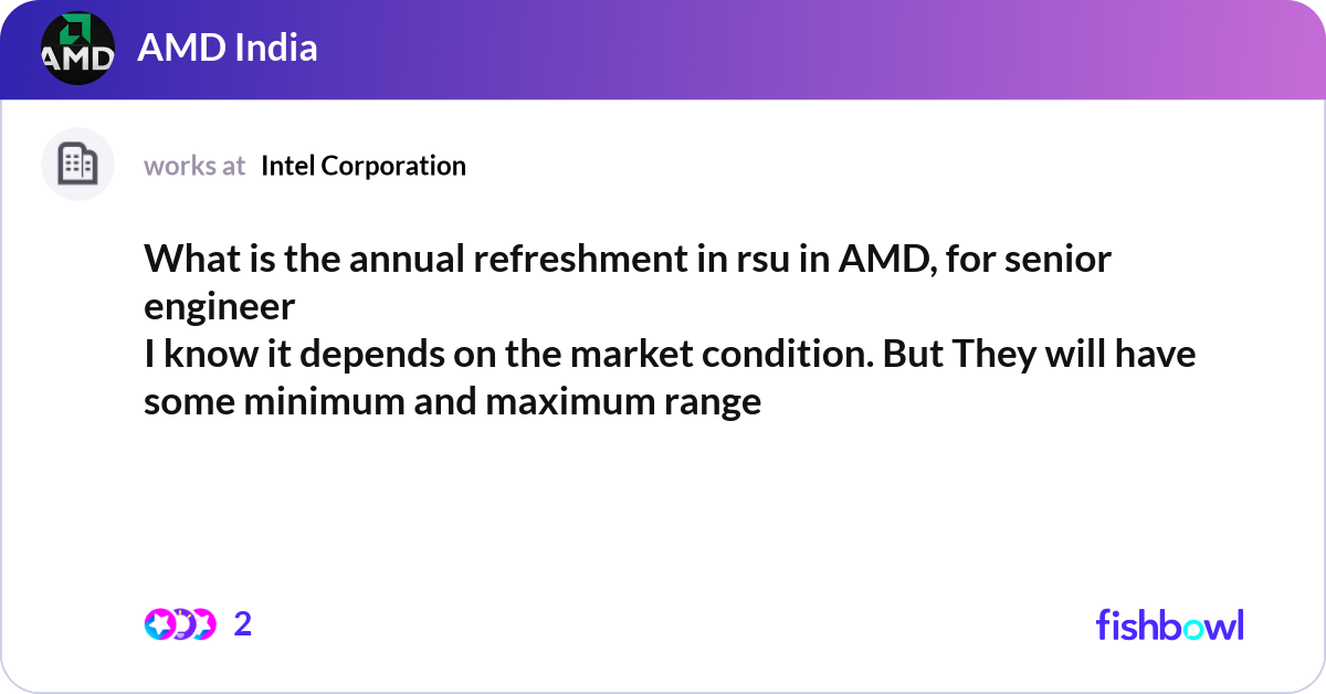 What is the annual refreshment in rsu in AMD, for ... | Fishbowl