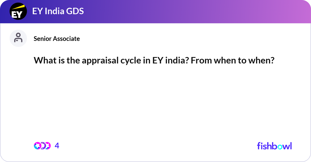 What is the appraisal cycle in EY india? From when... | Fishbowl
