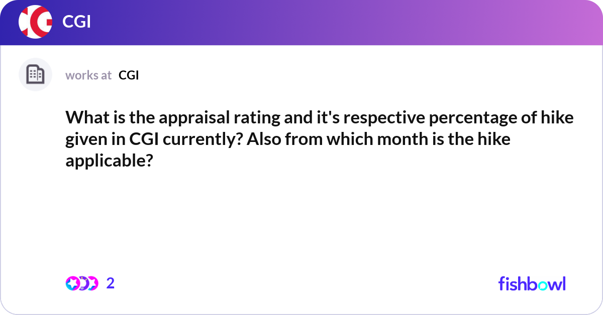 What is the appraisal rating and it's respective p... | Fishbowl