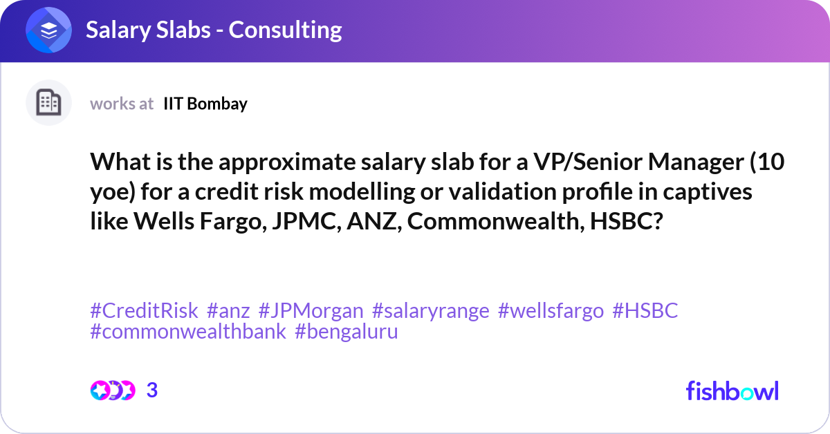 What is the approximate salary slab for a VP/Senio... | Fishbowl