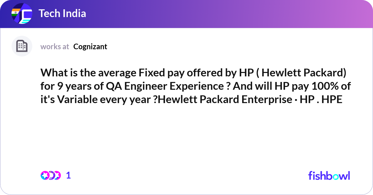 What is the average Fixed pay offered by HP ( Hewl... | Fishbowl