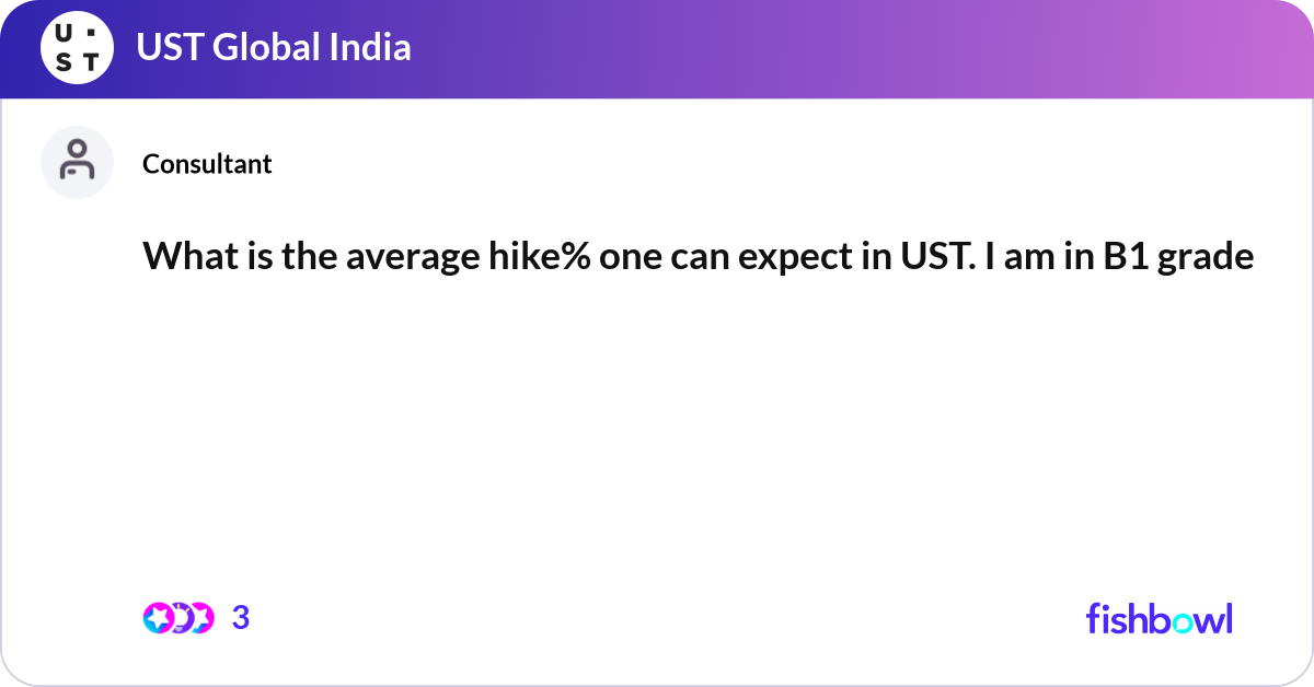 What is the average hike% one can expect in UST. I... | Fishbowl