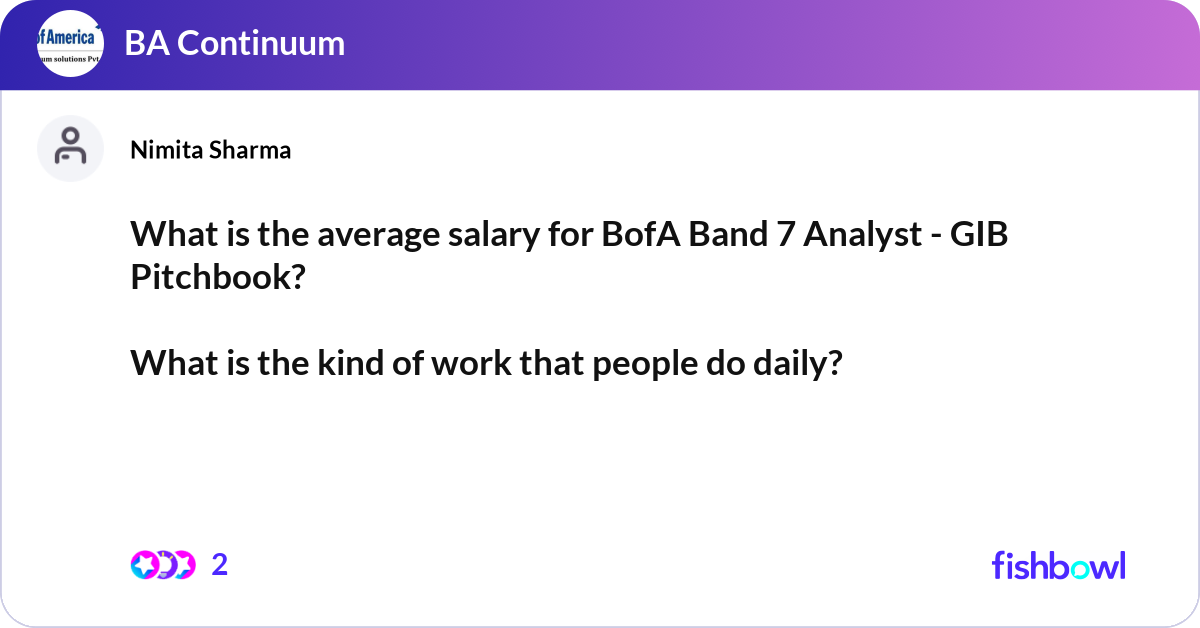 What is the average salary for BofA Band 7 Analyst... | Fishbowl