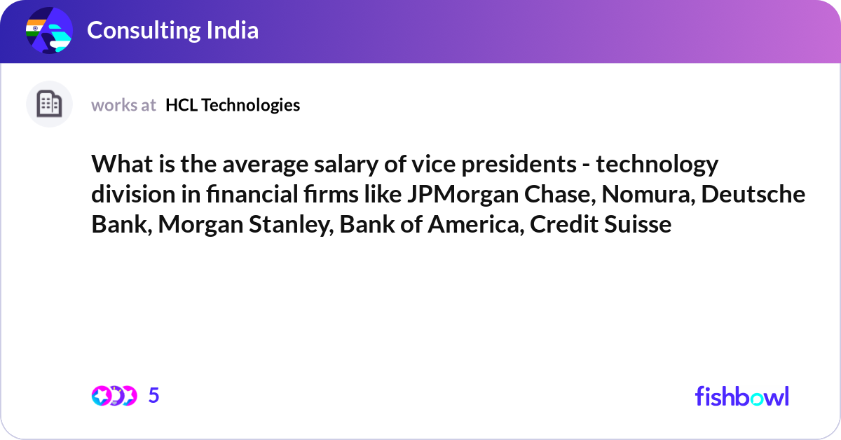 What is the average salary of vice presidents - te... | Fishbowl