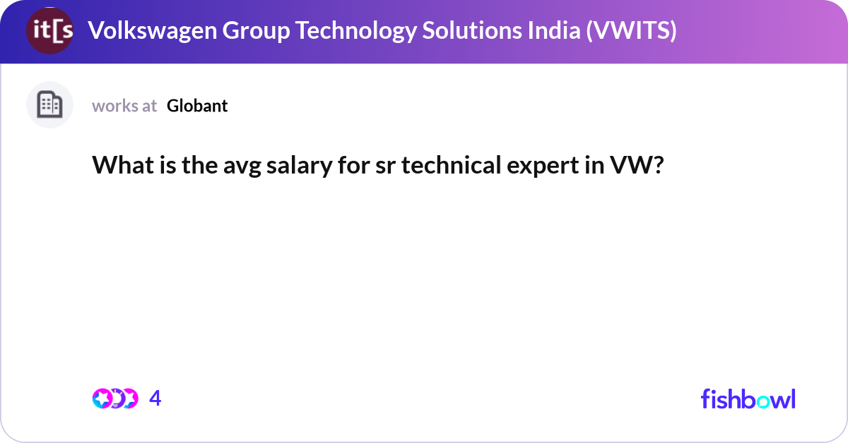 What is the avg salary for sr technical expert in ... | Fishbowl