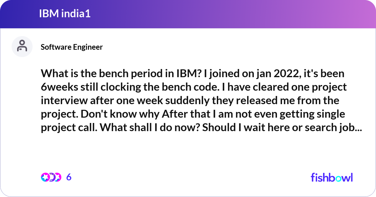 What is the bench period in IBM? I joined on jan 2... | Fishbowl