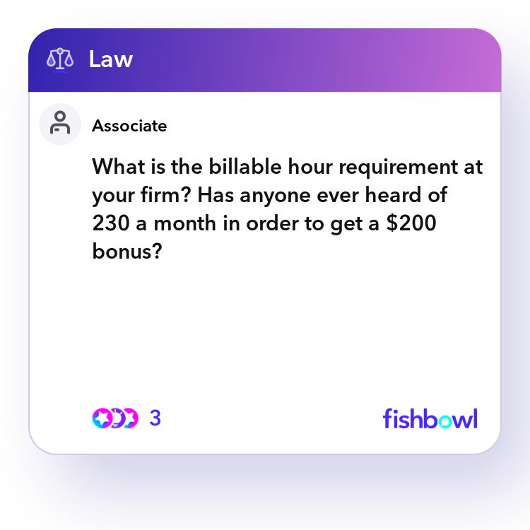 What is the billable hour requirement at your firm... | Fishbowl