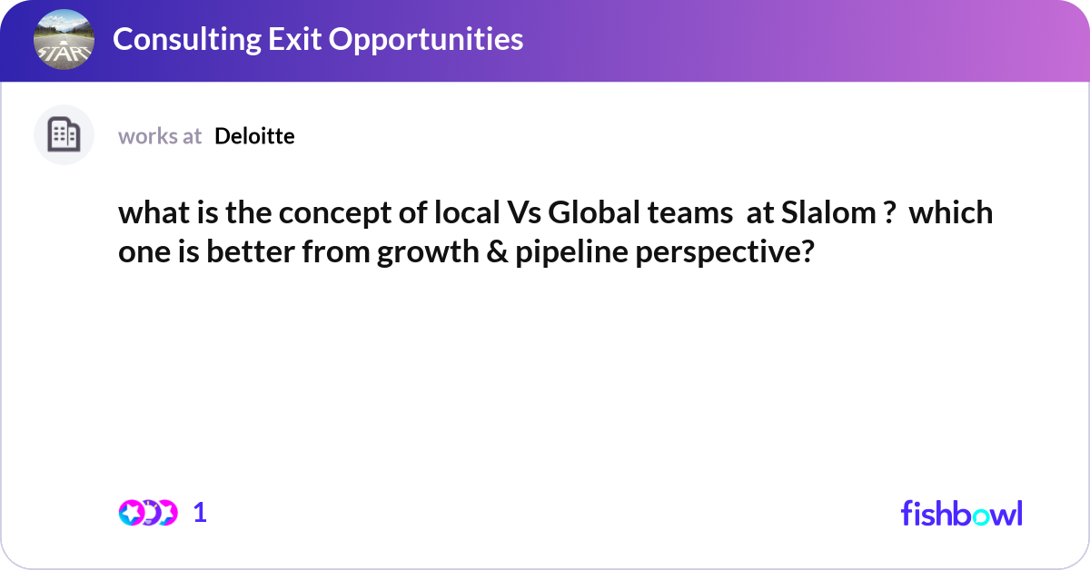 what is the concept of local Vs Global teams at S... | Fishbowl