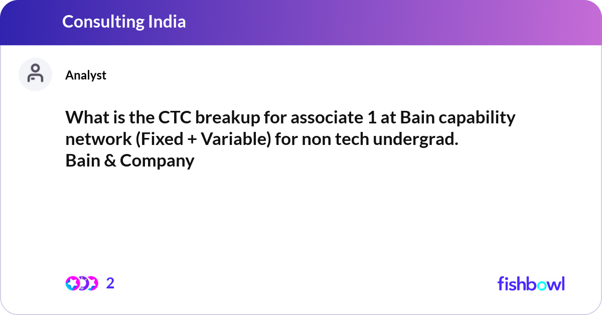 What is the CTC breakup for associate 1 at Bain ca... | Fishbowl