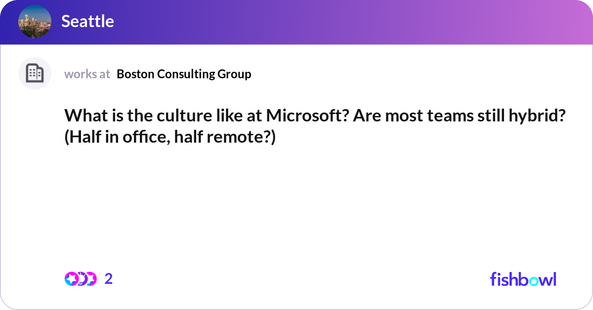 What is the culture like at Microsoft? Are most te... | Fishbowl