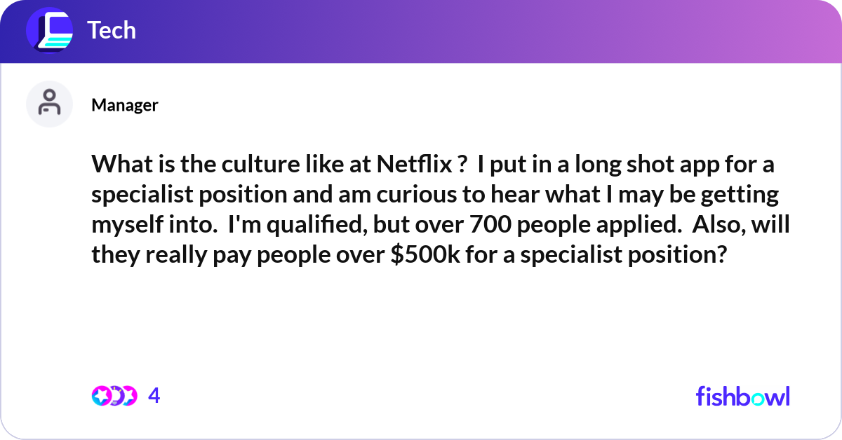 What is the culture like at Netflix ? I put in a ... | Fishbowl