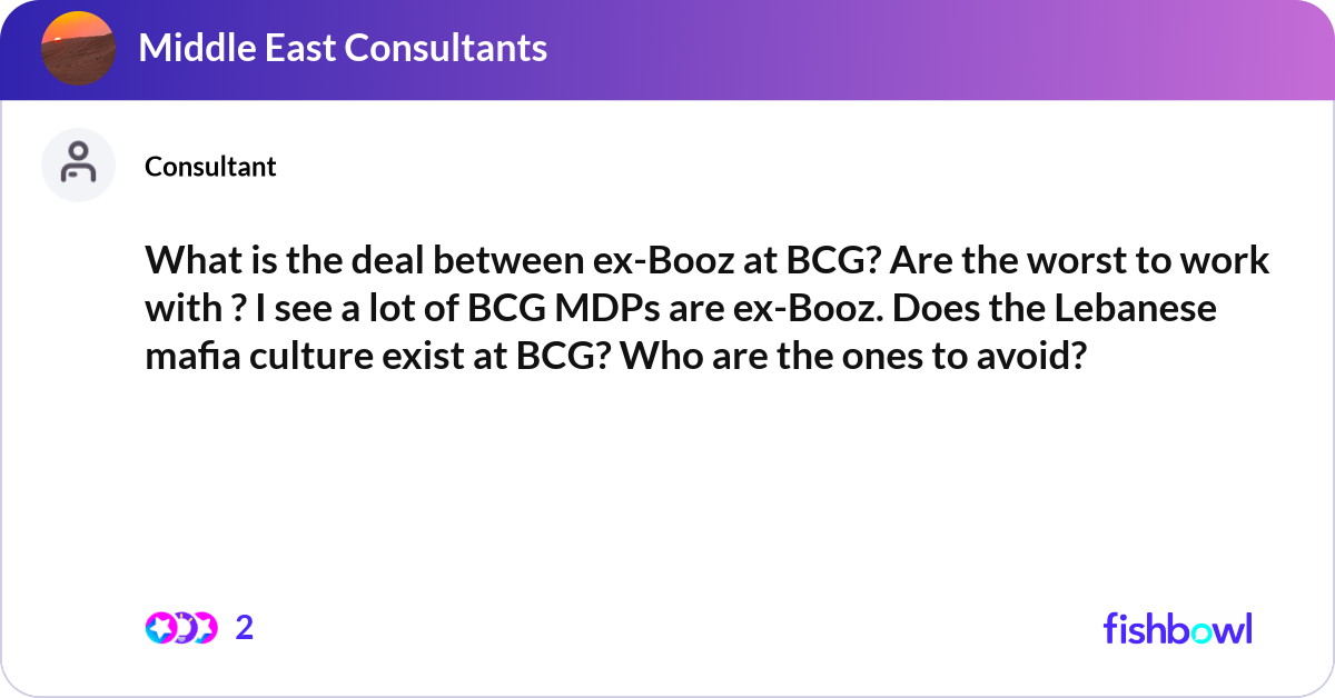 What is the deal between ex-Booz at BCG? Are the w... | Fishbowl