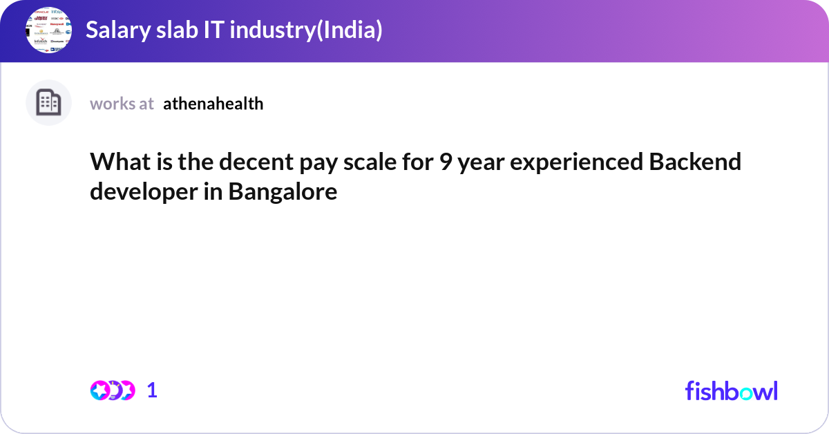 What is the decent pay scale for 9 year experience... | Fishbowl