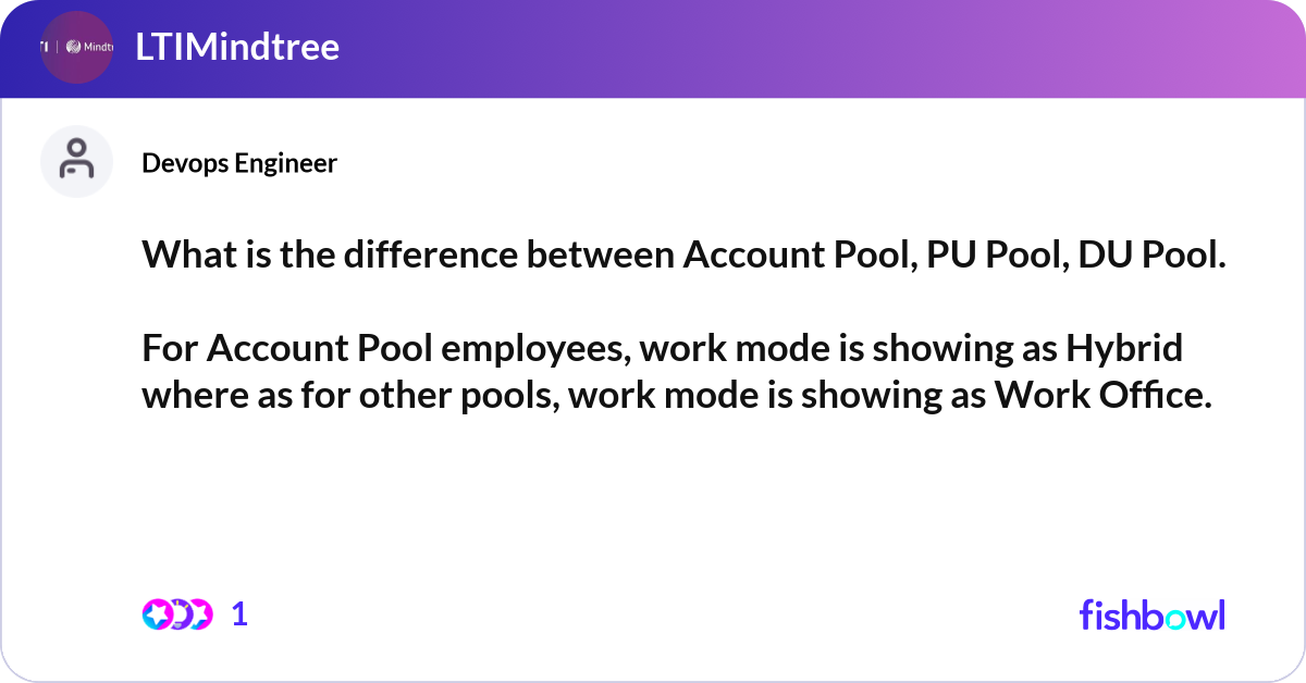 What is the difference between Account Pool, PU Po... | Fishbowl