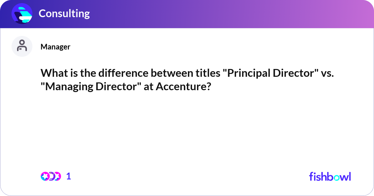 What is the difference between titles "Principal D... | Fishbowl