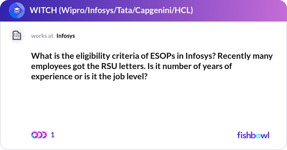 What is the eligibility criteria of ESOPs in Infos... | Fishbowl