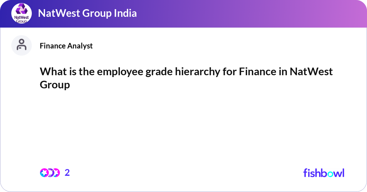 What is the employee grade hierarchy for Finance i... | Fishbowl