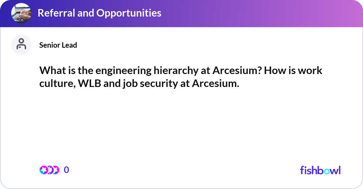 What is the engineering hierarchy at Arcesium? How... | Fishbowl