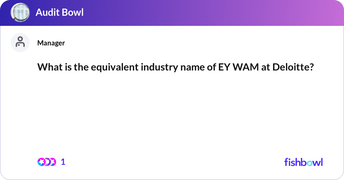 What is the equivalent industry name of EY WAM at ... | Fishbowl