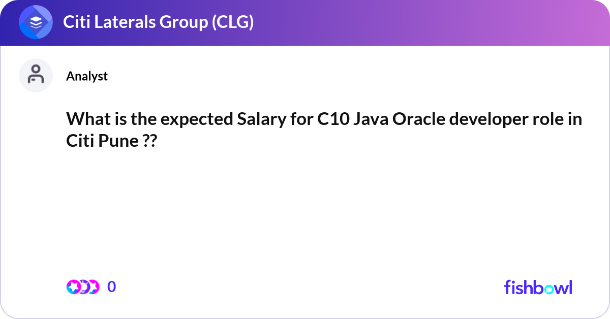 What is the expected Salary for C10 Java Oracle de... | Fishbowl