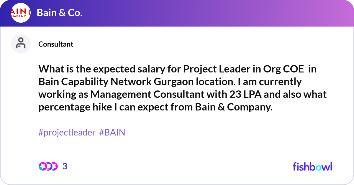 What is the expected salary for Project Leader in ... | Fishbowl