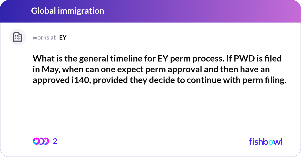What is the general timeline for EY perm process. ... | Fishbowl