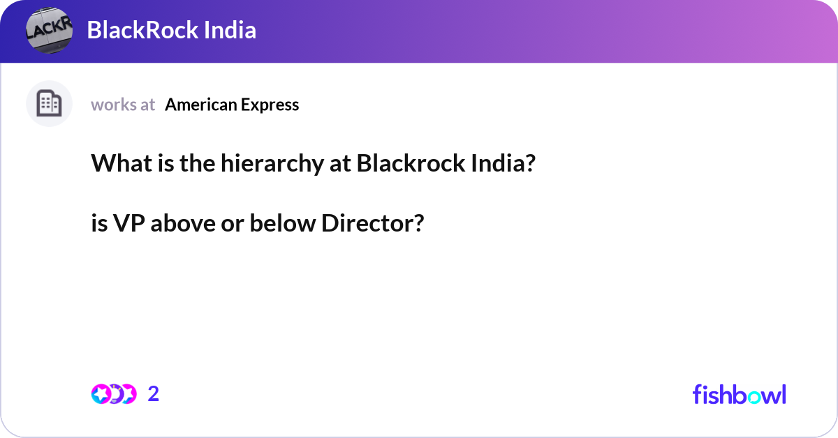 What is the hierarchy at Blackrock India? is VP a... | Fishbowl
