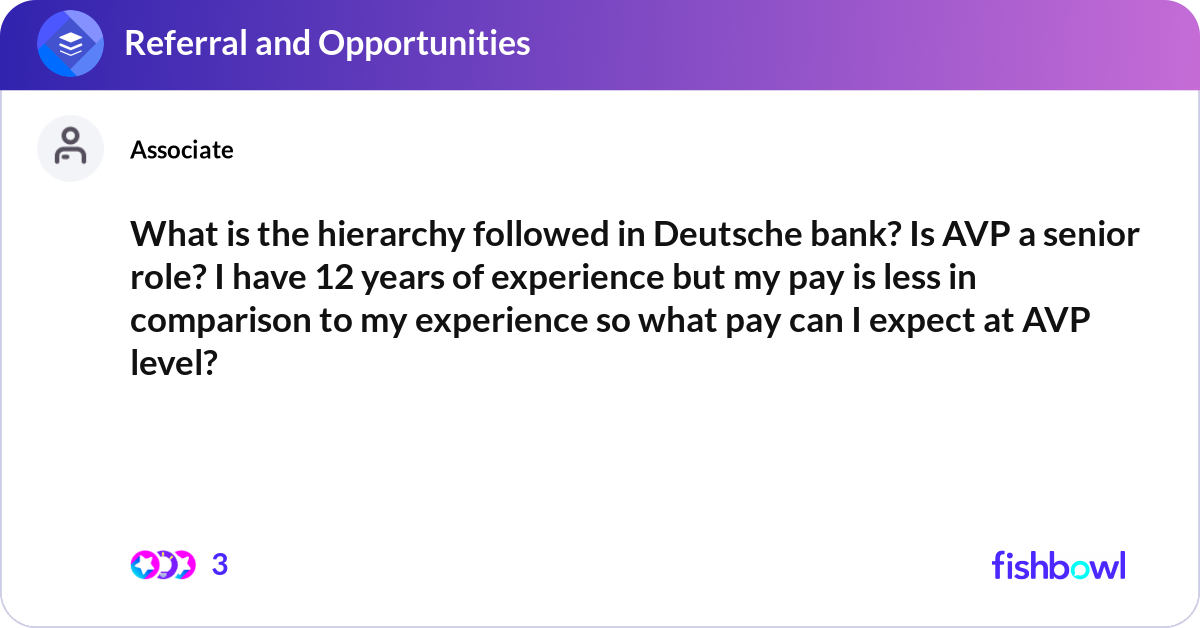 What is the hierarchy followed in Deutsche bank? I... | Fishbowl