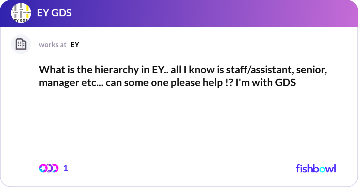 What is the hierarchy in EY.. all I know is staff/... | Fishbowl