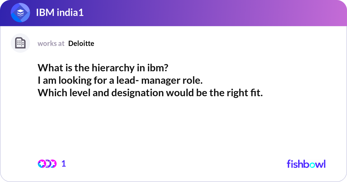 What is the hierarchy in ibm? I am looking for a l... | Fishbowl