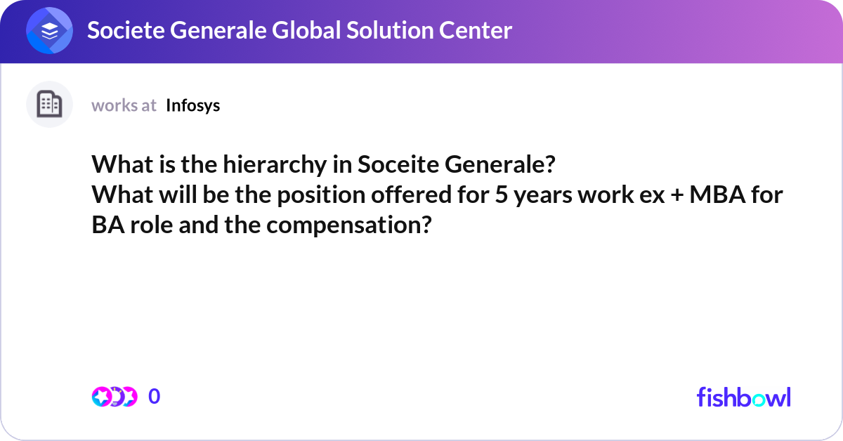 What is the hierarchy in Soceite Generale? What wi... | Fishbowl