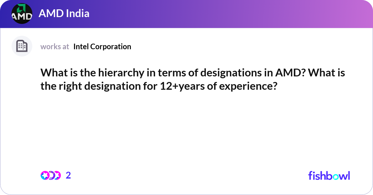 What is the hierarchy in terms of designations in ... | Fishbowl