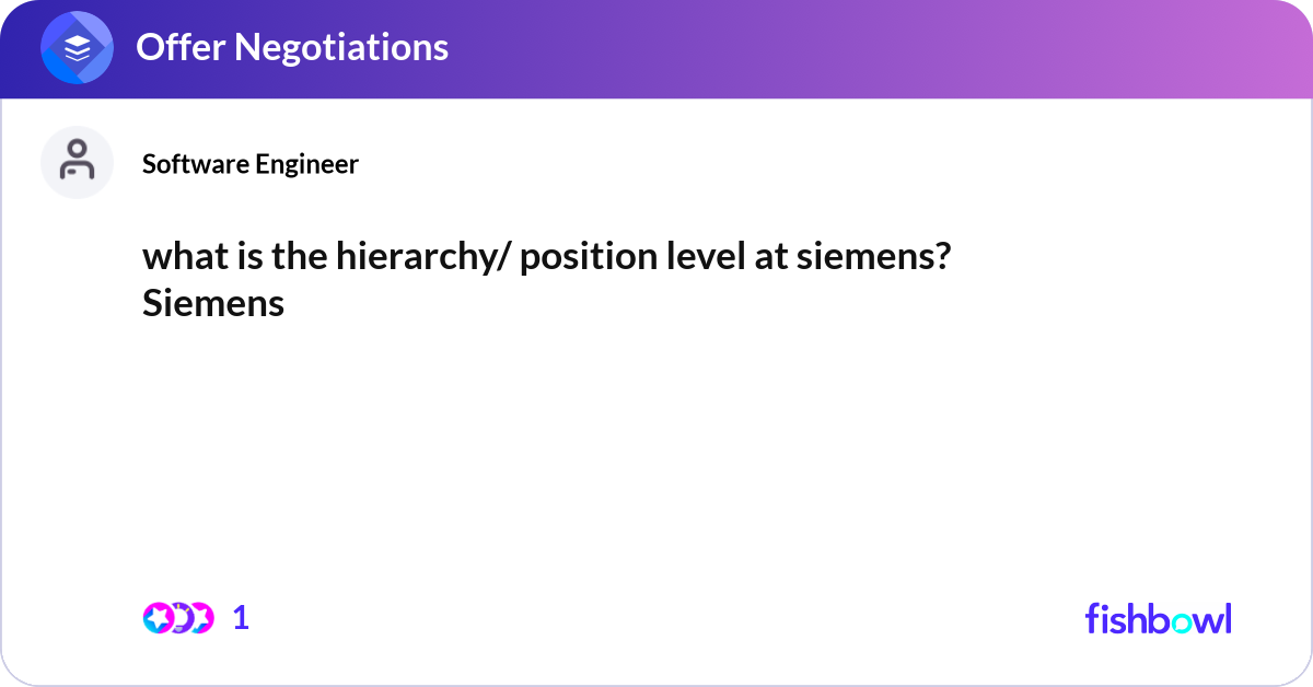what is the hierarchy/ position level at siemens? ... | Fishbowl
