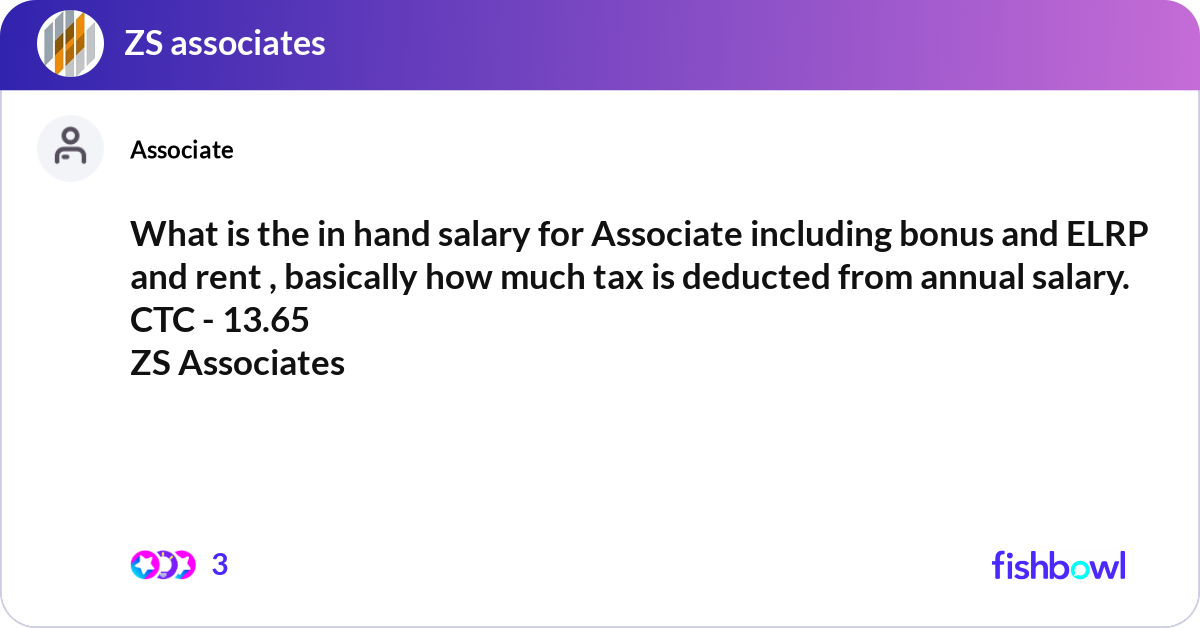 What is the in hand salary for Associate including... | Fishbowl