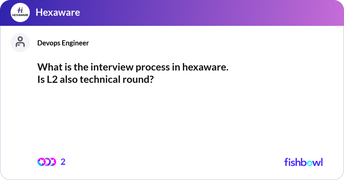 What is the interview process in hexaware. Is L2 ... | Fishbowl