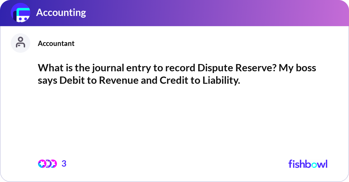 What is the journal entry to record Dispute Reserv... | Fishbowl
