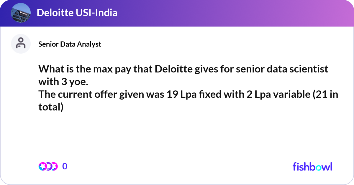 What is the max pay that Deloitte gives for senior... | Fishbowl