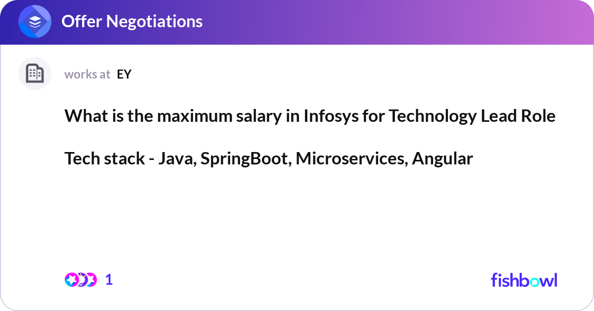 What is the maximum salary in Infosys for Technolo... | Fishbowl