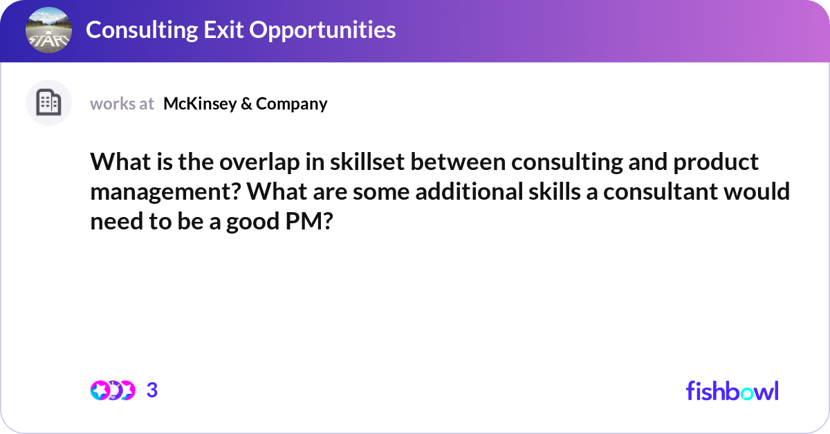 What is the overlap in skillset between consulting... | Fishbowl