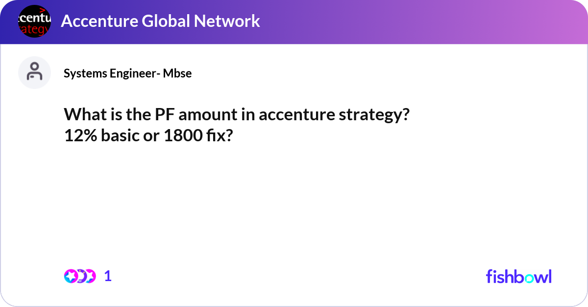 What is the PF amount in accenture strategy? 12% b... | Fishbowl