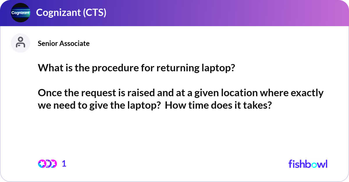 What is the procedure for returning laptop? Once... | Fishbowl