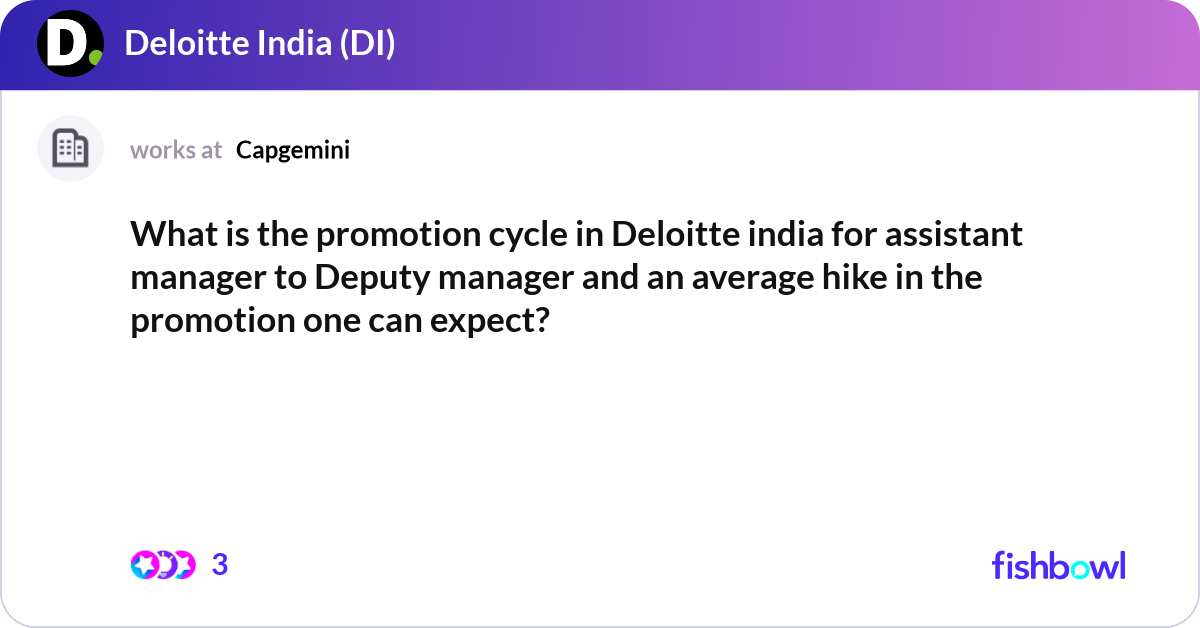 What is the promotion cycle in Deloitte india for ... | Fishbowl