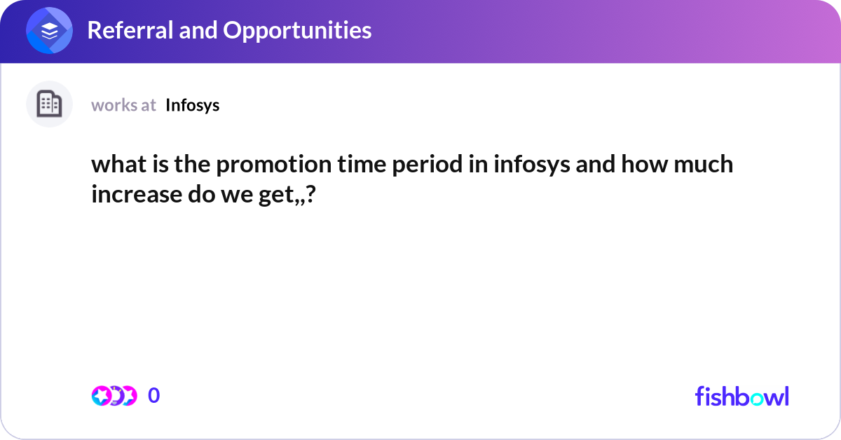 what is the promotion time period in infosys and h... | Fishbowl