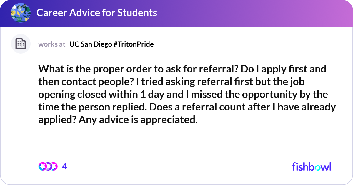 What is the proper order to ask for referral? Do I... | Fishbowl