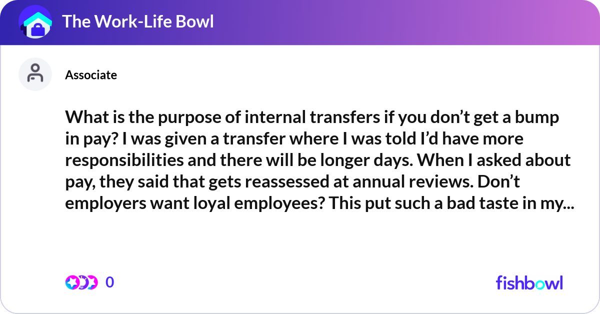 What is the purpose of internal transfers if you d... | Fishbowl