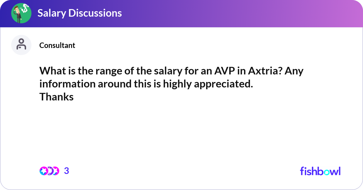 What is the range of the salary for an AVP in Axtr... | Fishbowl