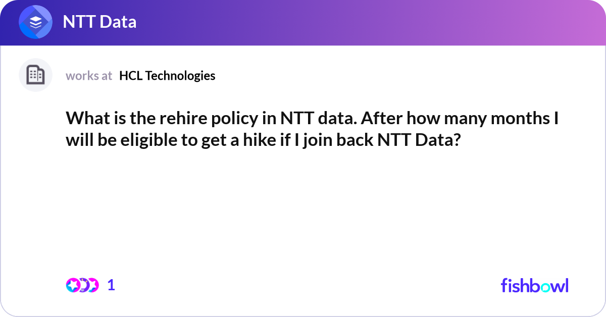 What is the rehire policy in NTT data. After how m... | Fishbowl