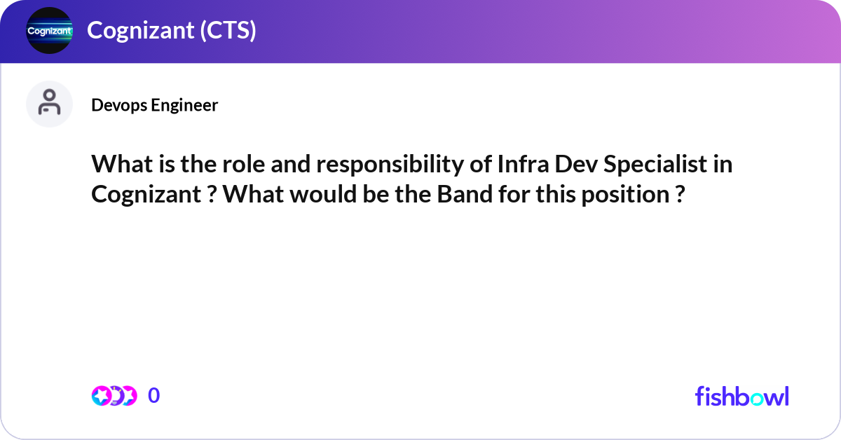What is the role and responsibility of Infra Dev S... | Fishbowl