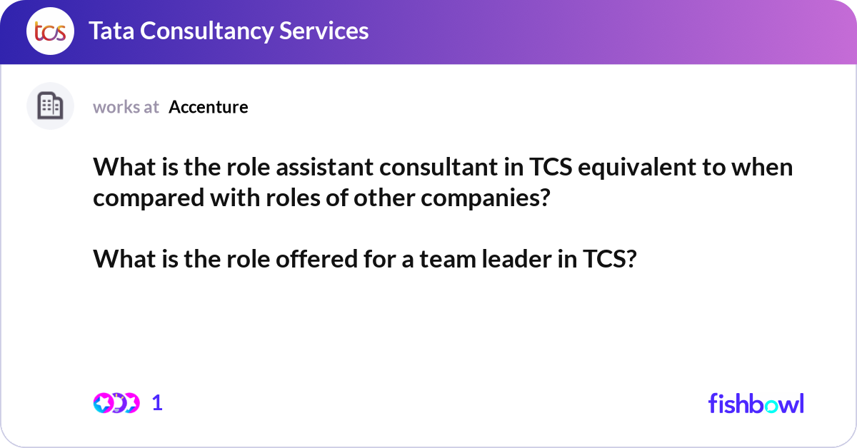 What is the role assistant consultant in TCS equiv... | Fishbowl