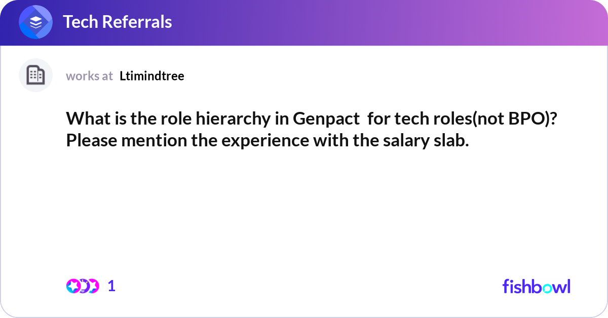 What is the role hierarchy in Genpact for tech ro... | Fishbowl